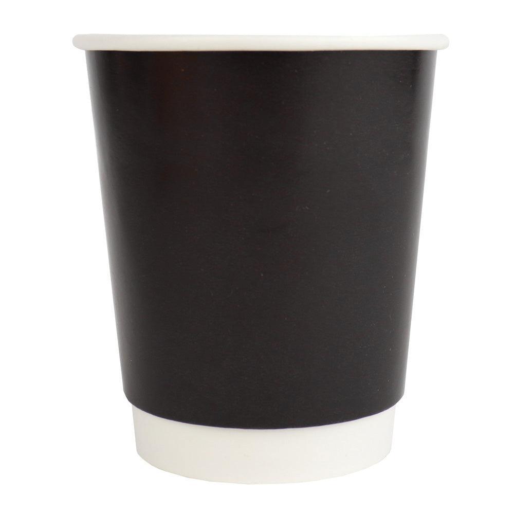 8 oz Black Double-Wall Paper Cups - Frozen Dessert Supplies