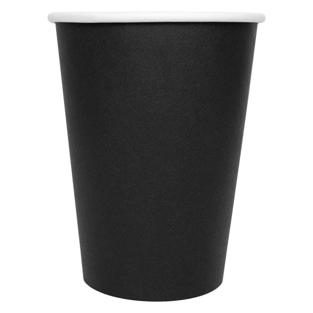 12 oz Black Single Wall Hot Paper Cups - Frozen Dessert Supplies