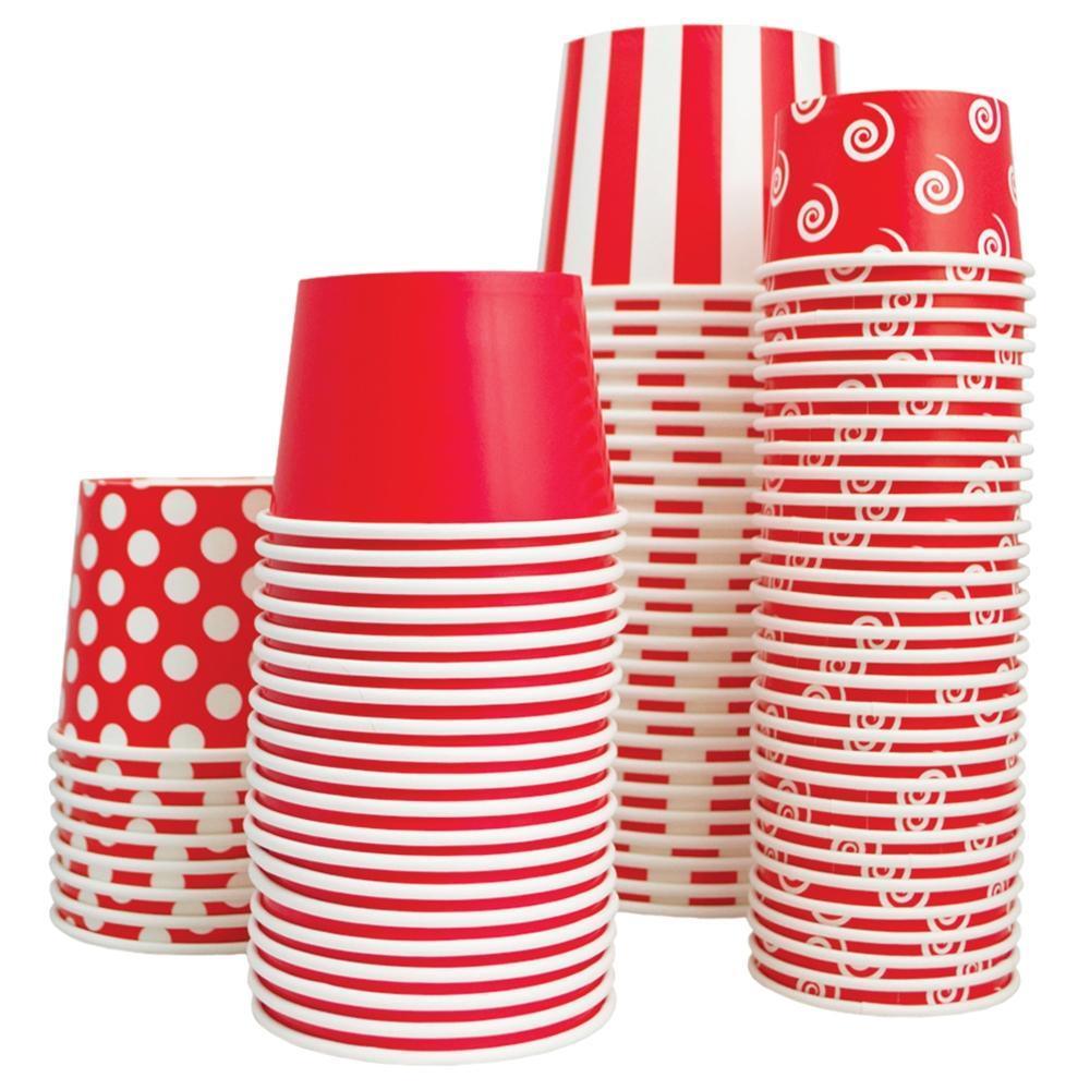 UNIQ 8 oz Red Polka Dotty Ice Cream Cups - Frozen Dessert Supplies